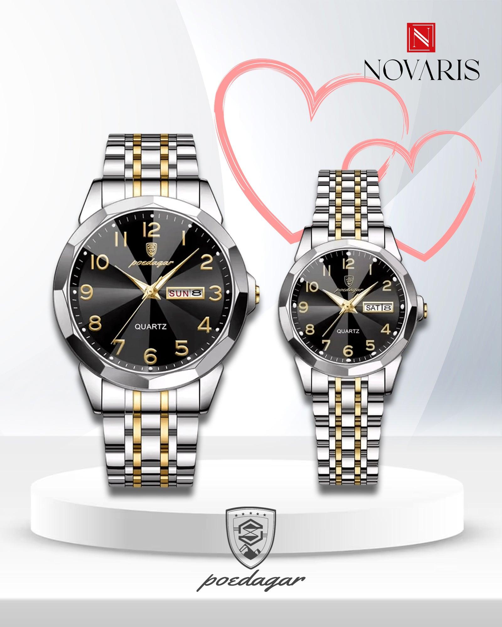 PAREJA RELOJ CLASICO NEGRO POEDAGAR (INCLUYE 2 RELOJES) – NOVARIS